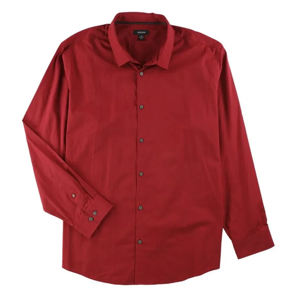 Alfani | Shirts | Alfani Mens Pinstripe Button Up Shirt Red L Neck Dm ...